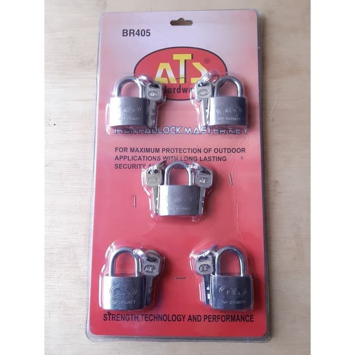 ATS Gembok SET Isi 5 pcs 40 mm Gembok Pagar toko Master key set rumah ...