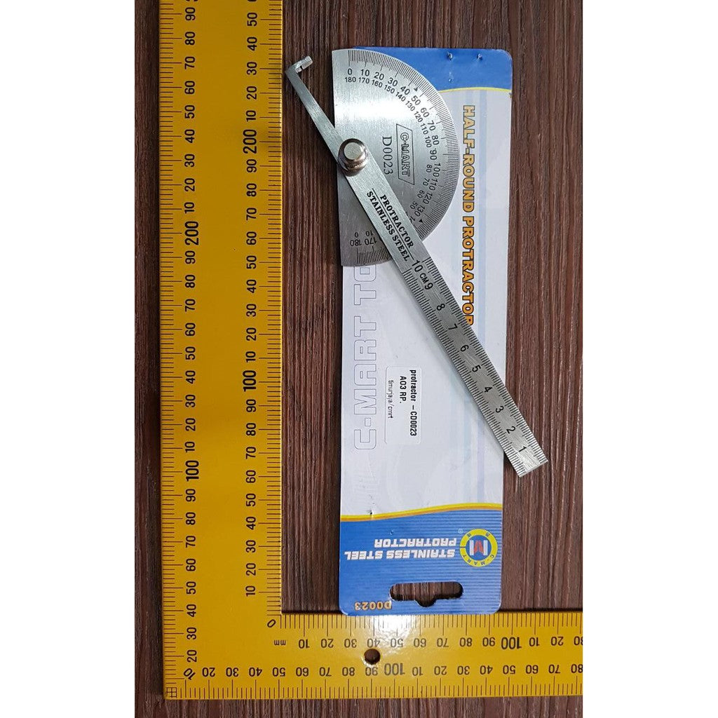 Penggaris Protractor Stainless Busur Derajat 10 Cm Half Round Cmart