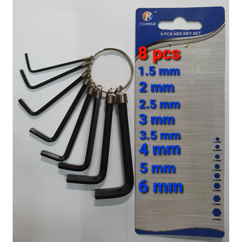 Kunci L Set 8 pcs HEX KEY SET Hitam – Timur Jaya