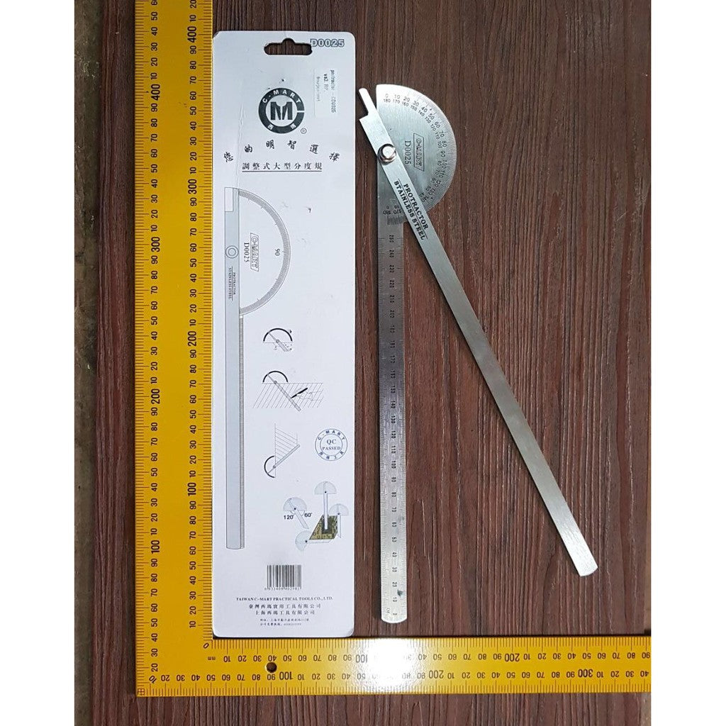 Penggaris Protractor Stainless Busur Derajat 25 cm half Round CMART ...
