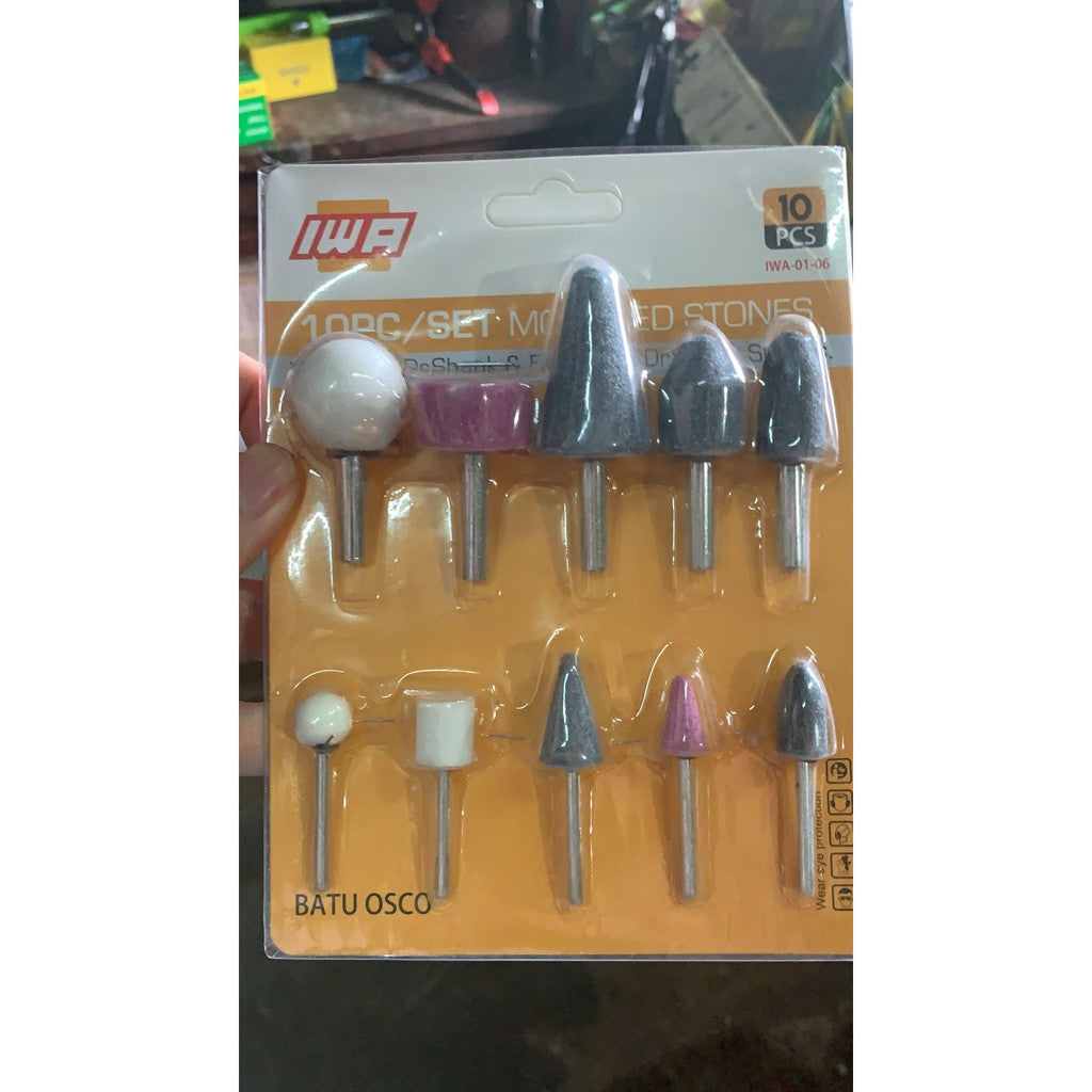 IWA Batu Gerinda Mini Mata Tuner Set 10 Pcs Mounted Stone 3 6 mm ...