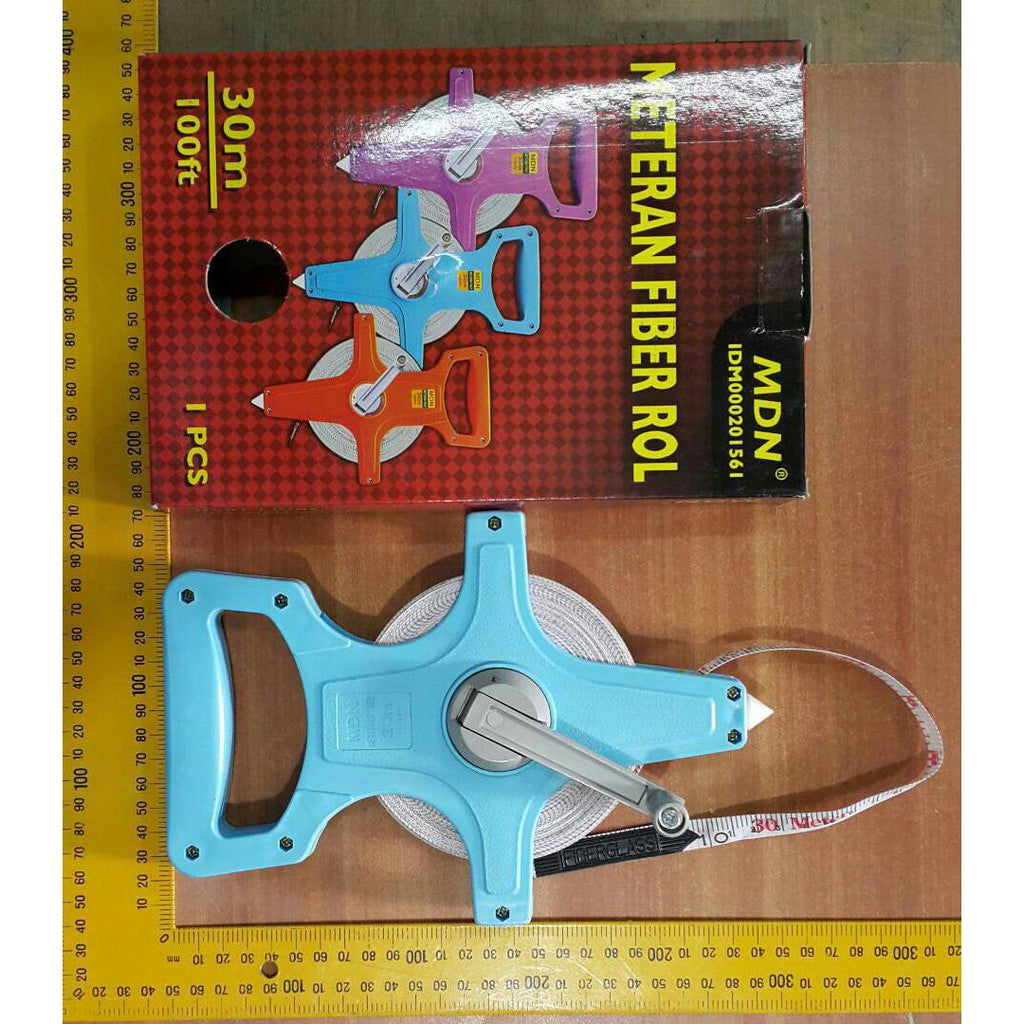 Meteran Roll Fiber 30 m / 100 feet – Timur Jaya