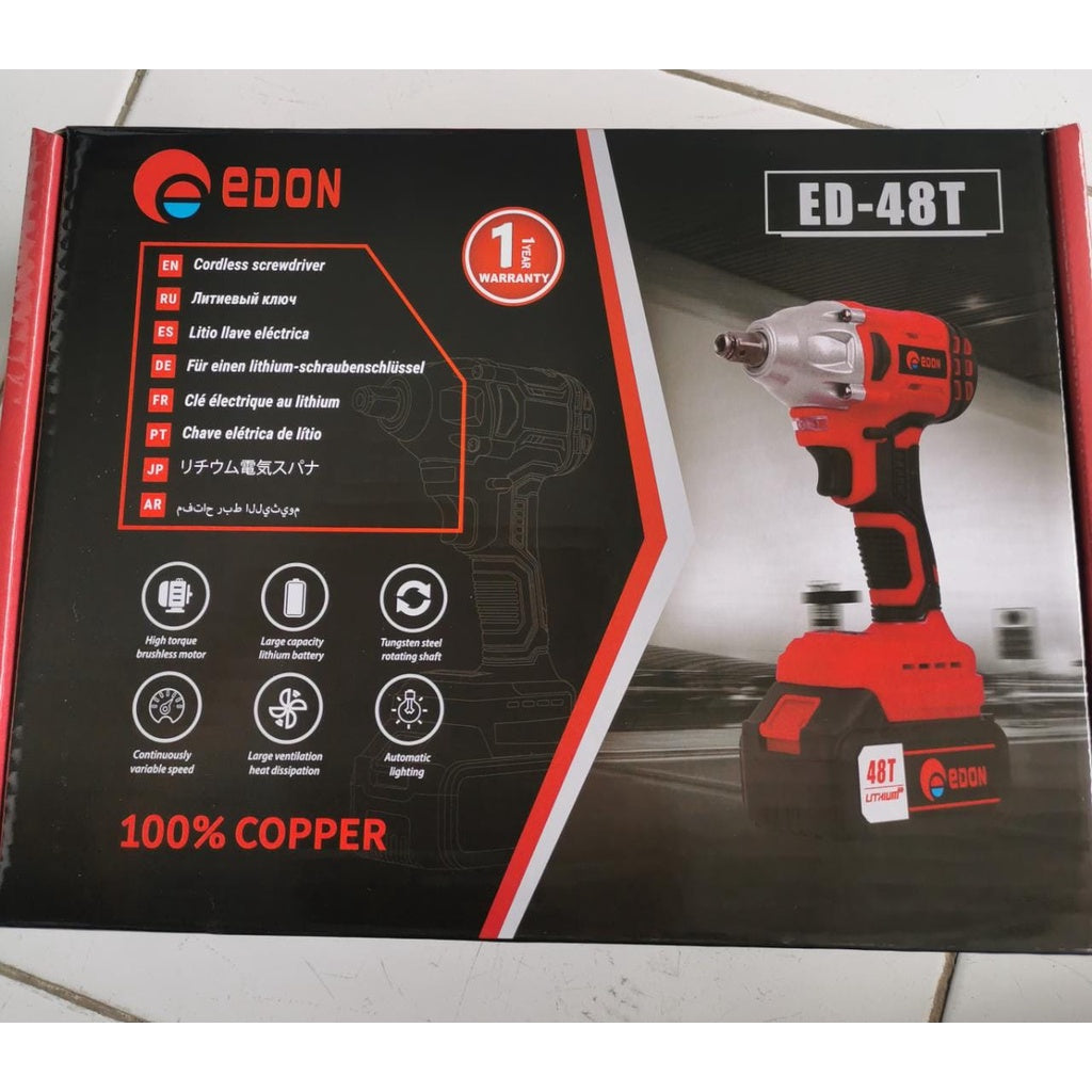 EDON 48T CORDLESS IMPACT WRENCH TOOLS BRUSHLESS 48V | JLD 48s – Timur Jaya